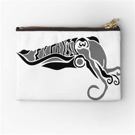 Dark Cuttlefish Stencil Style Zipper Pouch