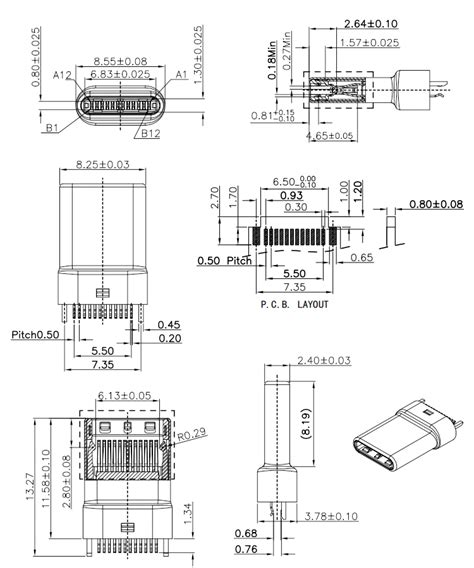 Pin Straddle Mount Dual Row USB Type C Female Connector