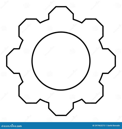 Gear Cogwheel Contour Outline Line Icon Black Color Vector Illustration Image Thin Flat Style
