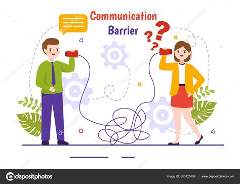 Communication Barrier Vector Illustration Bad Communications Disagreements Problems