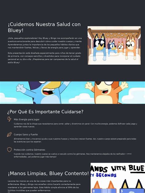 Salud Y Bienestar Con Bluey Para Niños Pdf Refresco Dormir