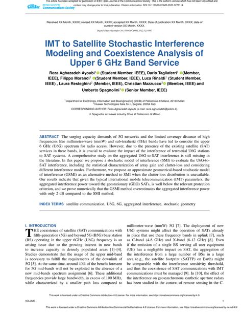 Pdf Imt To Satellite Stochastic Interference Modeling And Coexistence