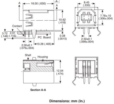 Usb Type B Female Connector Quartzcomponents