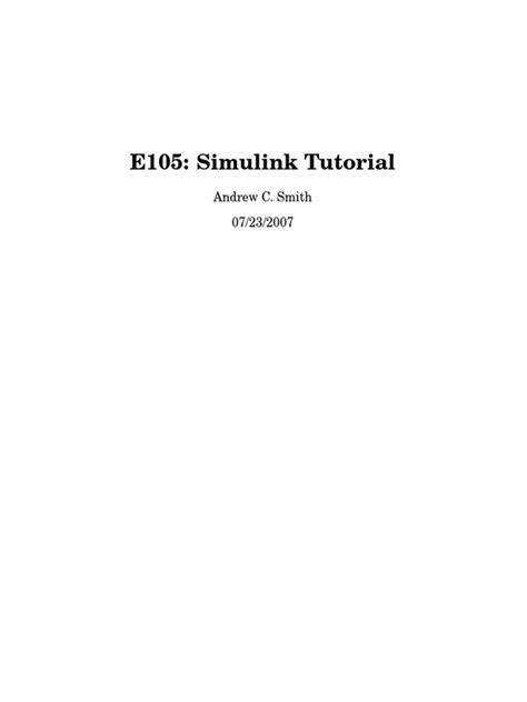 simulink tutorial pdf matlab simulation