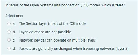 Solved In Terms Of The Open Systems Interconnection Osi