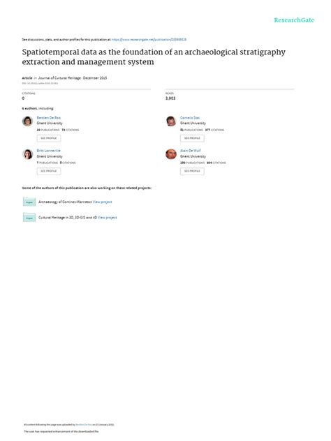 Spatiotemporal Data As The Foundation Of An Archaeological Stratigraphy Extraction And
