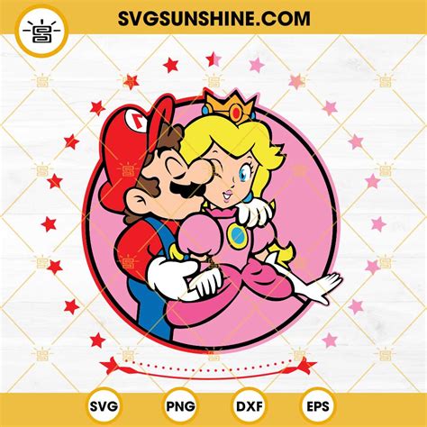 Super Mario And Princess Peach Svg Super Mario Love Heart Svg Super Mario Valentine Svg