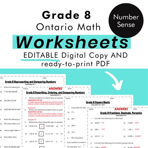 Grade 8 Ontario Math Number Sense Place Value Pdf And Editable Worksheets Library