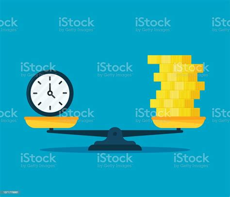 돈과 시계의 균형을 조정합니다 벡터 플랫 스타일 일러스트레이션 개념에 대한 스톡 벡터 아트 및 기타 이미지 개념 경제 균형 Istock