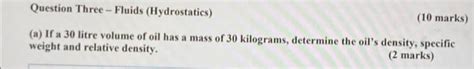 solved question three fluids hydrostatics 10 marks a