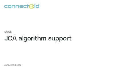 Jca Algorithm Support · Docs · Connect2id