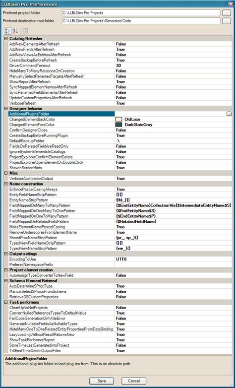 Llblgen Pro Designer Preferences And Project Properties