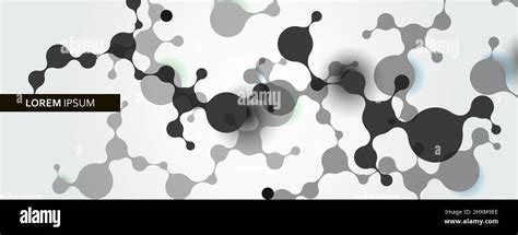 Vector Abstract Black Molecules Design And Connection Atoms Illustration Medical Technology