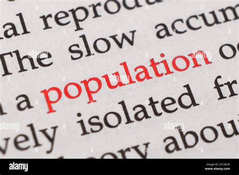 Focus On The Red Word Population Macro Shot Printed Red Colour Word