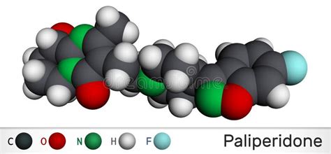 Paliperidone Molecule Structural Chemical Formula Ball And Stick Model Isolated Image