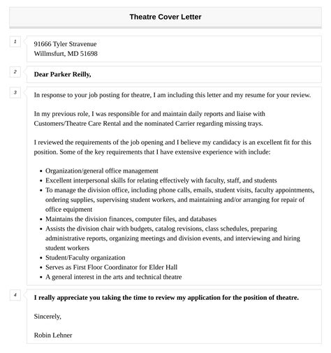 Theatre Cover Letter Velvetjobs