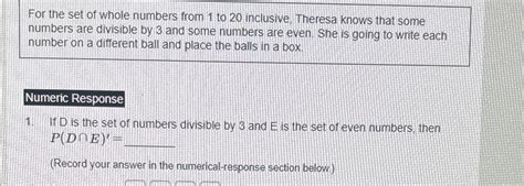 Solved For The Set Of Whole Numbers From 1 ﻿to 20