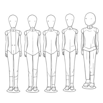 Some Different Poses Of A Male Person Outline Sketch Drawing Vector