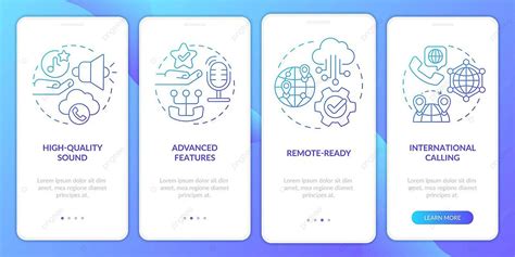 Advantages Of Voip Showcased On Mobile App Screen With Blue Gradient Onboarding Vector Call
