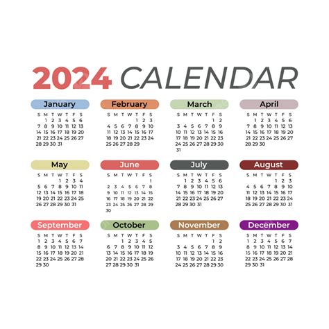 2024년 달력 벡터 새해 달력 2024년 Png 일러스트 및 벡터 에 대한 무료 다운로드 Pngtree