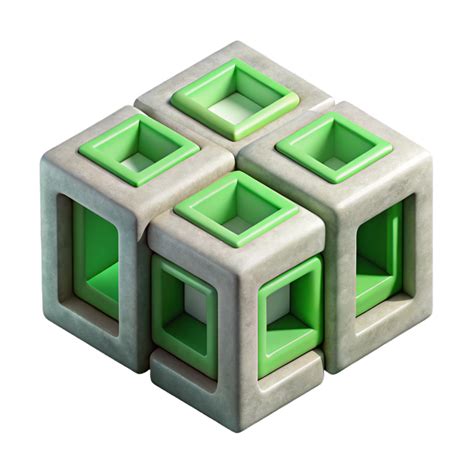 Wonderful Modern Isometric Cube Structure Cutout With Green Accents Professional 58038200 Png