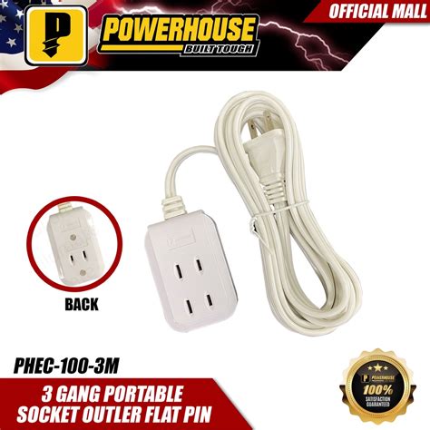 Powerhouse Electric Extension Cord 3 Gang Portable Socket Outlet Flat Pin Phec 100 3m Phe