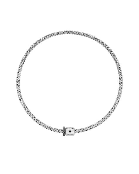 Flexit Necklace With Ornamental Clasp And Black Diamond Pavé 62606cx Pn Fope