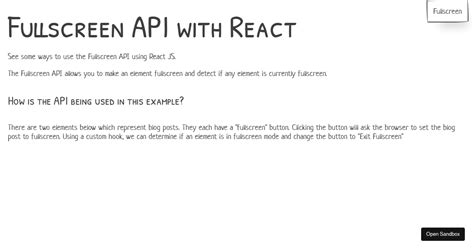 React Fullscreen Final Codesandbox