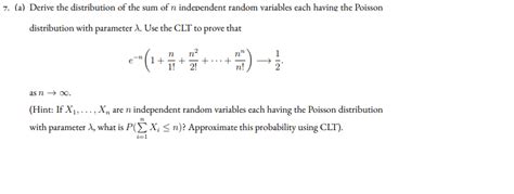 Solved A Derive The Distribution Of The Sum Of N Chegg