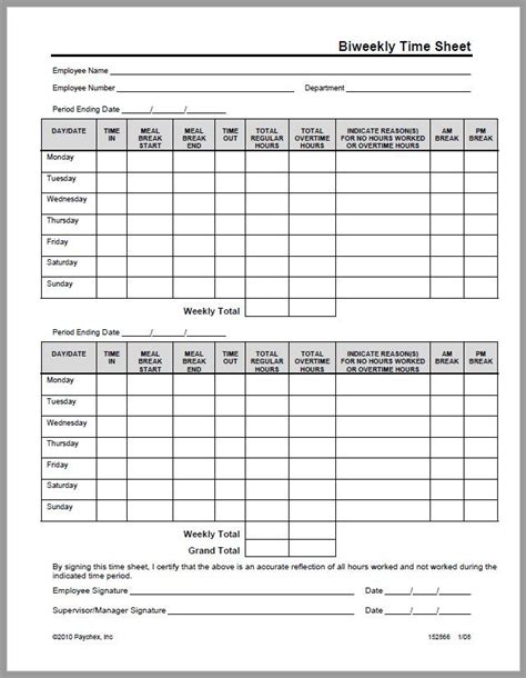 Free Printable Biweekly Timesheet Template Totally Free Printables
