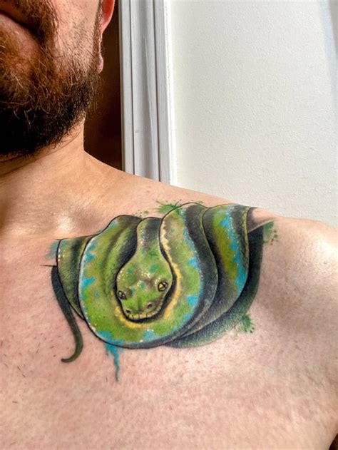 green tree python by chris valencia ink and dagger roswell ga r tattoos