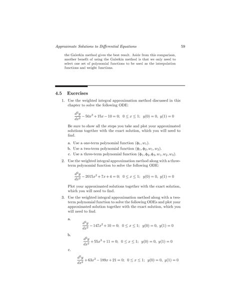 weighted residual method exercise problems approximate solutions to