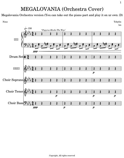 Megalovania Orchestra Cover Sheet Music For Piano Drum Set Violin