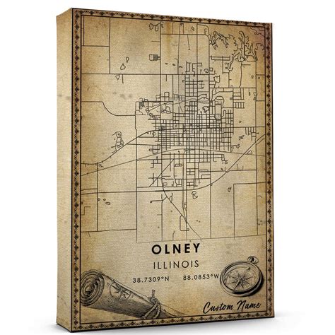 Olney Map Poster Illinois Map Art Poster Canvas Olney Map Vintage