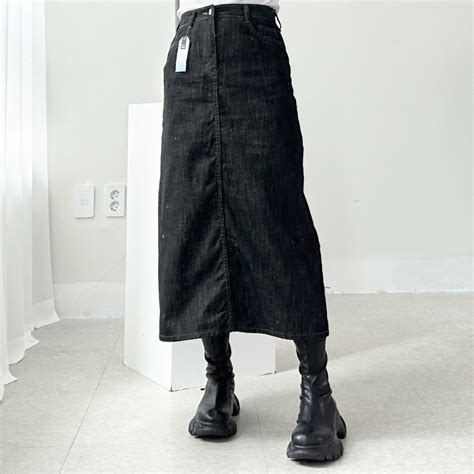 롱스커트 066 ♥자체제작♥ S~3xl인생 핏 이염물빠짐 방지 생지 롱 스커트 뒷트임