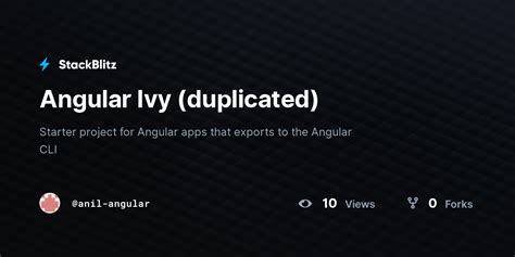 Angular Ivy Forked Stackblitz