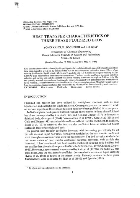 Pdf Heat Transfer Characteristics Of Three Phase Fluidized Beds