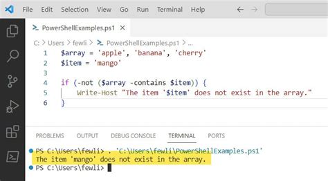 How To Check If An Item Does Not Exist In An Array In Powershell