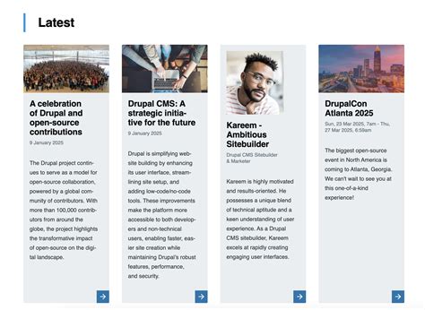 drupal cms home page latest view shows 4 across [ 3502940]