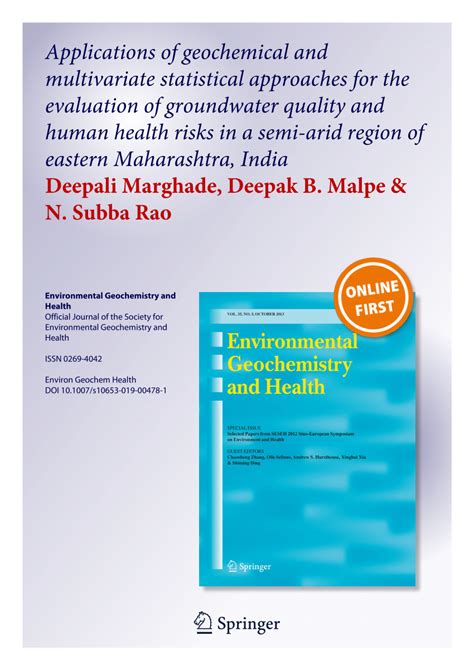 Pdf Applications Of Geochemical And Multivariate Statistical