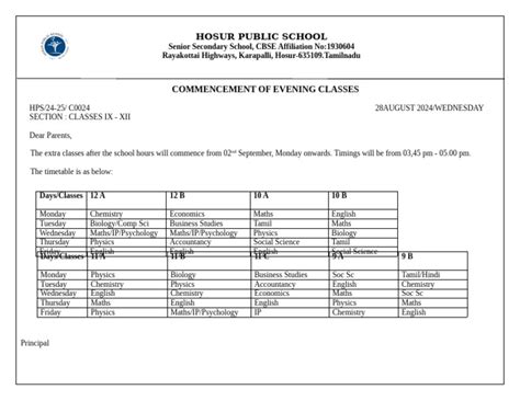 C0024 Extra Classes Timetable Pdf