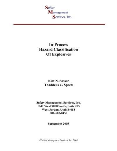 Hazard Classification Of In Process Explosives Safety Management