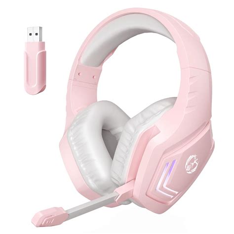 Pink Gaming Headset Wireless With Mic Stereo Surround