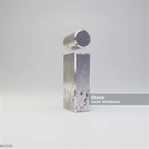 금속 문자 I 소문자입니다 3d 렌더 긁힌 녹슨 금속 글꼴 흰색 배경에 고립 0명에 대한 스톡 사진 및 기타 이미지 0명
