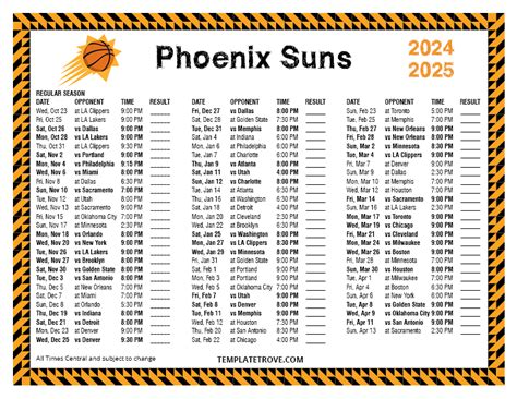 Printable 2024 2025 Phoenix Suns Schedule