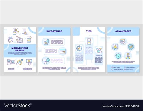 Mobile First Design Process Turquoise Brochure Vector Image