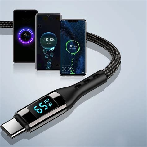 A Led Digital Display Usb Data Cable Type C To USBC W Type C Fast Charging Led Display Usb