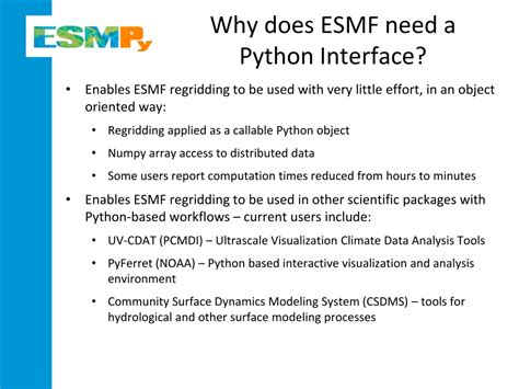 Ppt The Python Interface To The Earth System Modeling Framework