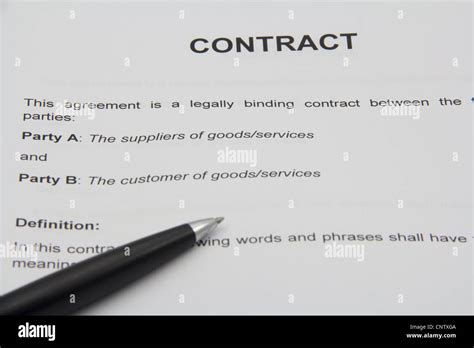 Signing Of A Binding Contract Stock Photo Alamy