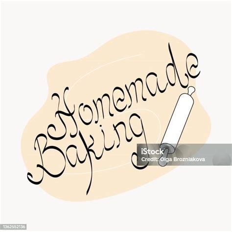 로고 텍스트 수제 구운 식품 반죽과 롤링 핀 손으로 그린 글자 0명에 대한 스톡 벡터 아트 및 기타 이미지 0명 가정 주방